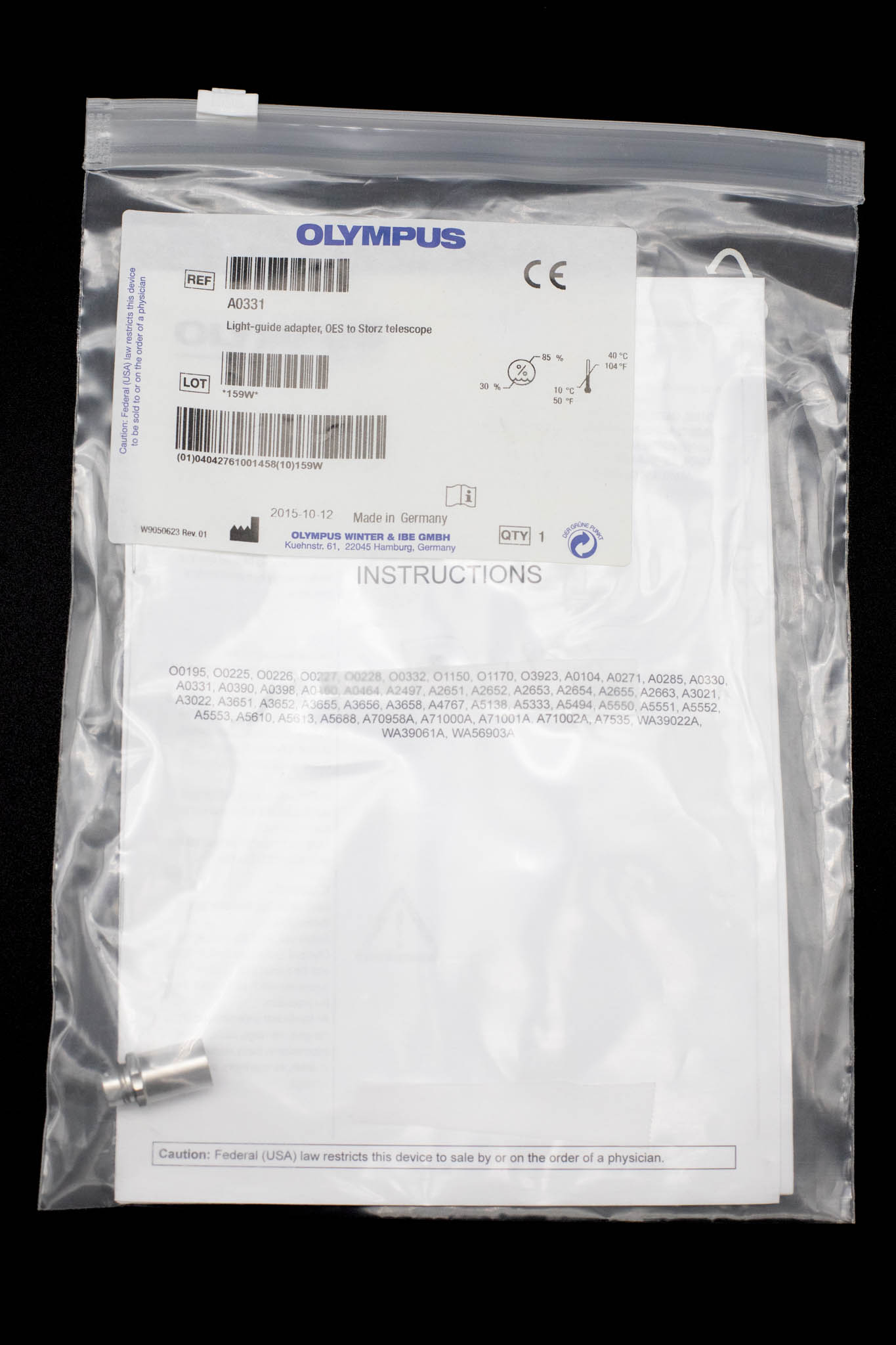 Light Guide Adapter for Storz Telescope to OES Light Source - A0331 [1 ...